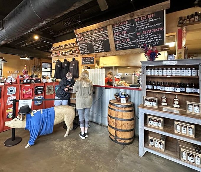 Behind this counter, magic happens: orders placed, numbers called, and barbecue dreams come gloriously true daily.