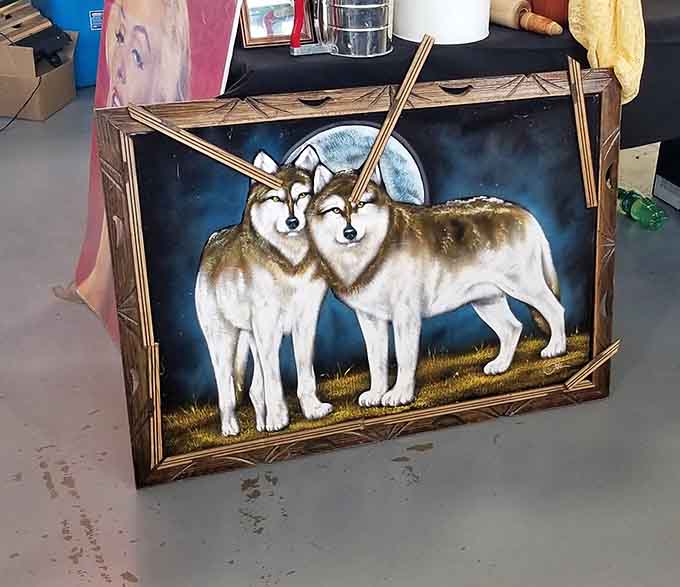 Majestic wolves staring soulfully from their frame, ready to add drama to any den or basement.