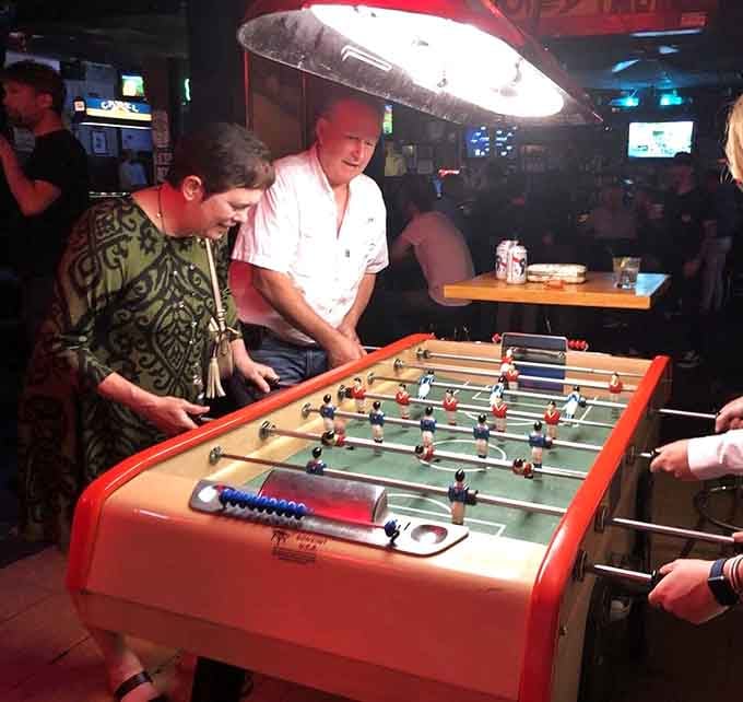 Foosball brings out everyone's competitive side, turning casual drinks into impromptu tournaments that nobody expected but everyone enjoys.
