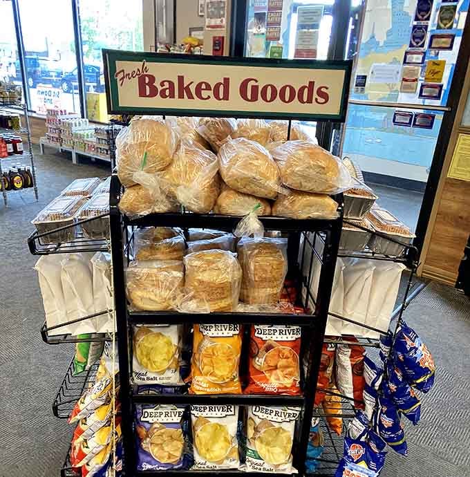 Fresh baked goods displayed like edible treasures, because bread this good deserves proper presentation and respect.