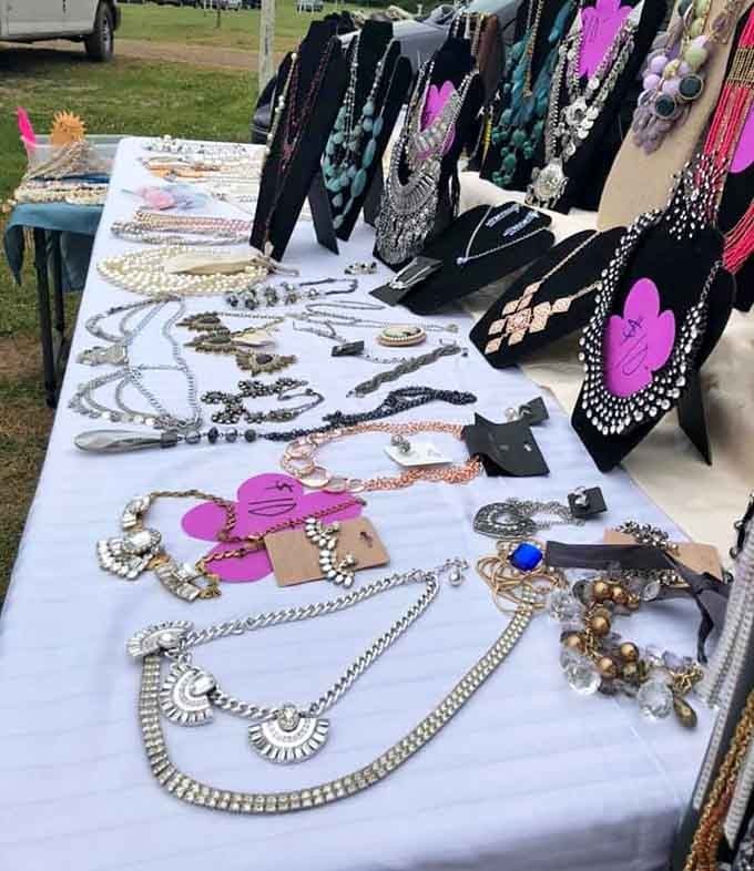 Jewelry spreads across white tablecloths like a treasure chest exploded, offering sparkle and shine at prices that won't make you wince.