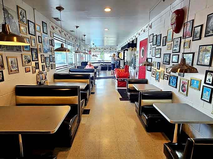 Booth seating that's witnessed countless conversations, first dates, and family meals, all while maintaining that perfect retro charm throughout the decades.
