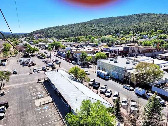 Williams from above reveals its perfect nestling among the pines. A town that knows exactly where it belongs in the landscape.