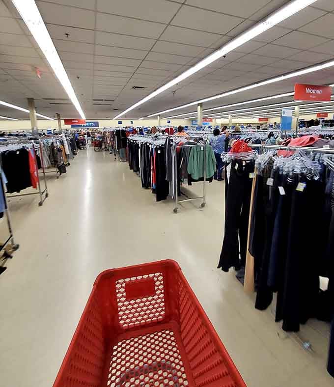 The vast interior stretches like a retail cathedral dedicated to the art of the deal.