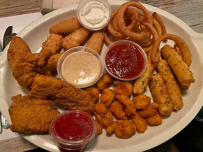A platter that screams "indecision never tasted so good"&mdash;featuring enough fried seafood to make tartar sauce manufacturers rejoice.