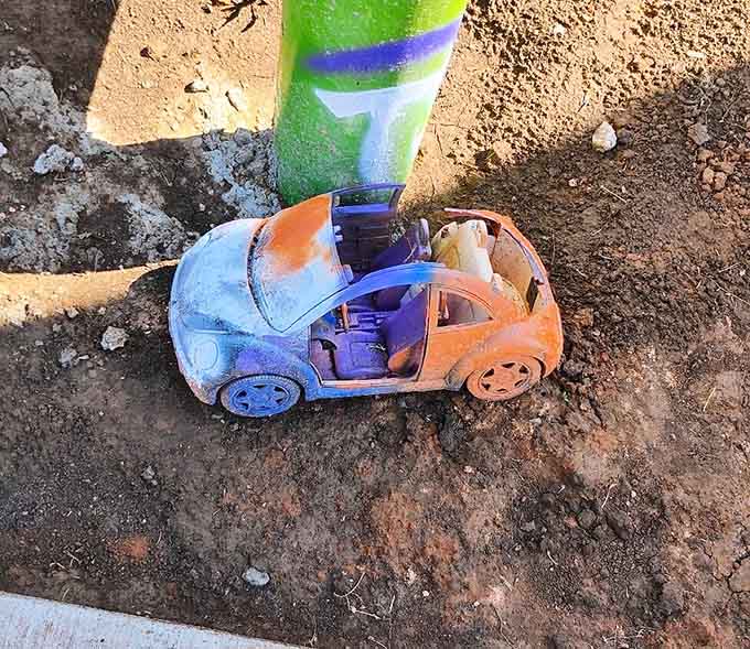 A tiny toy Bug gets the full graffiti treatment because size doesn't matter when it comes to artistic expression.