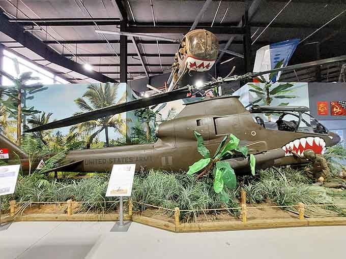 That AH-1 Cobra with shark teeth grinning at you, because intimidation is half the battle in aerial combat.