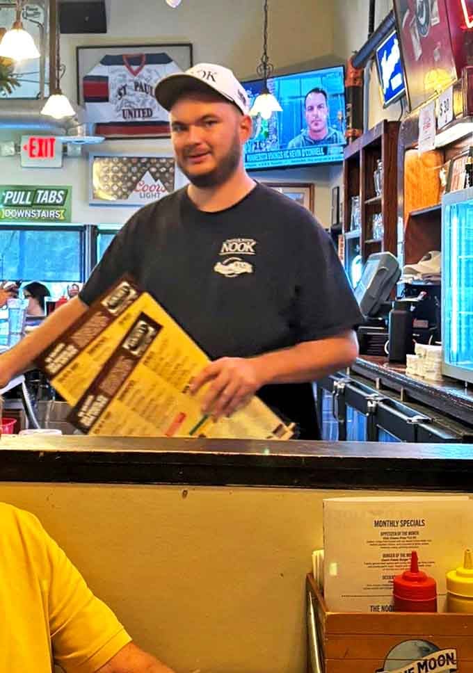 The staff at The Nook aren't just servers&mdash;they're burger ambassadors, guiding you through a menu of delicious possibilities with Minnesota warmth.