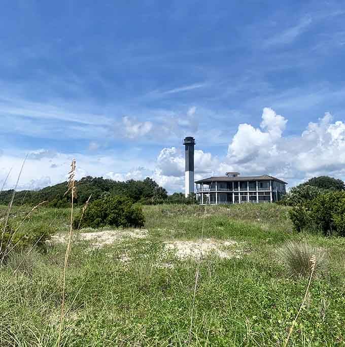 After a rain, puddles mirror the sky while the lighthouse stands tall, reminding visitors that some landmarks improve with a little reflection.