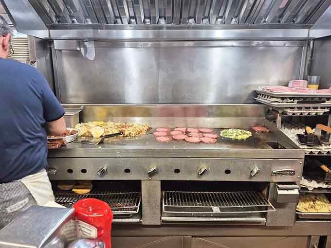 Behind the scenes, the griddle works overtime creating breakfast magic for the hungry masses of Summit.