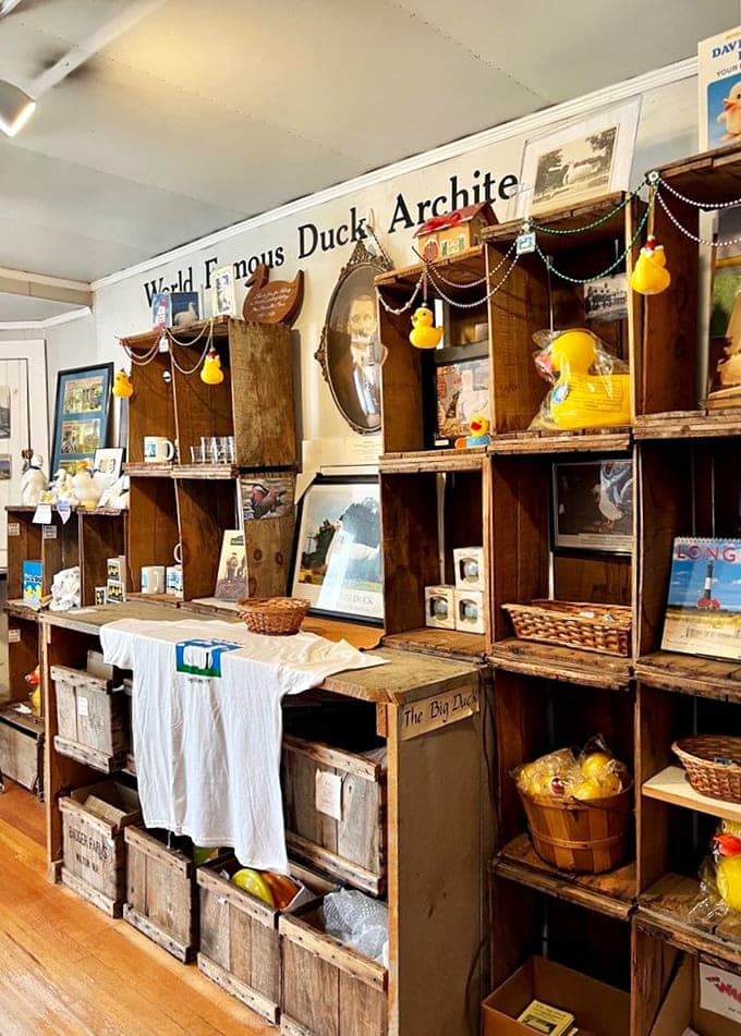 Those rustic wooden shelves overflow with duck-themed treasures and local souvenirs that'll make your friends back home jealous.