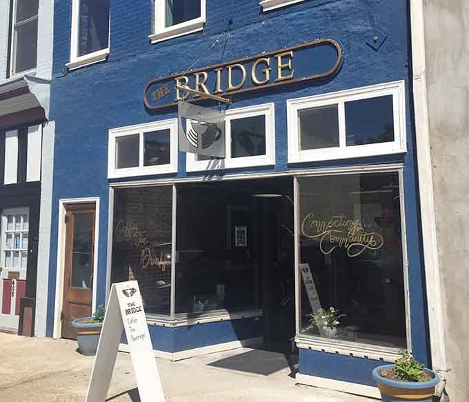 The Bridge's bright blue facade stands out like a cheerful hello, promising connection in more ways than its name suggests.