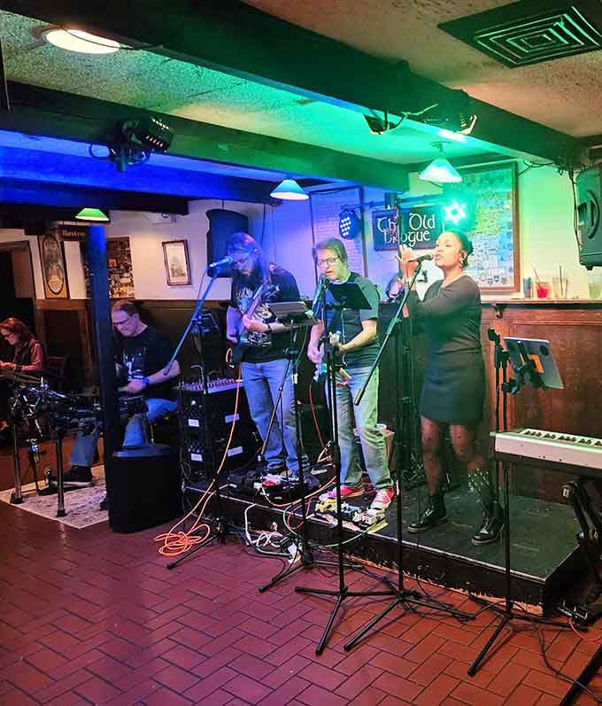 Live music fills the brick-walled space with energy that makes strangers feel like they're all old friends reuniting.