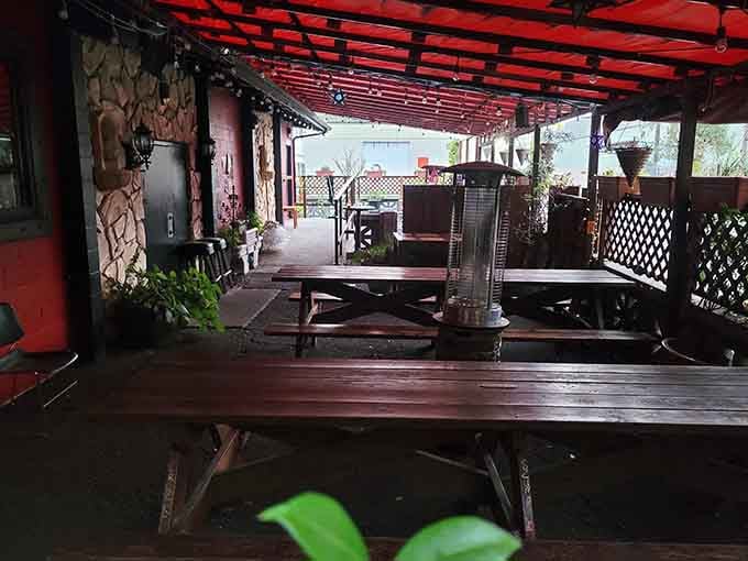 The Sparrow & Serpent's covered outdoor seating lets you enjoy Eugene's fresh air with your fantastic food.