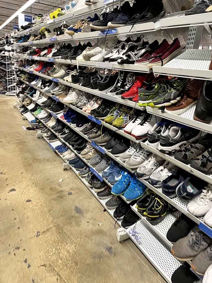 Sneakers and dress shoes lined up like they're auditioning for your closet, and every single one costs less than dinner out.