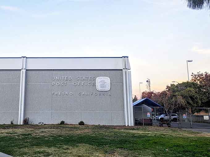 Even the postal service building in Fresno has that laid-back California vibe, as if to say, "Your mail will get there, eventually. We're on Pacific time."