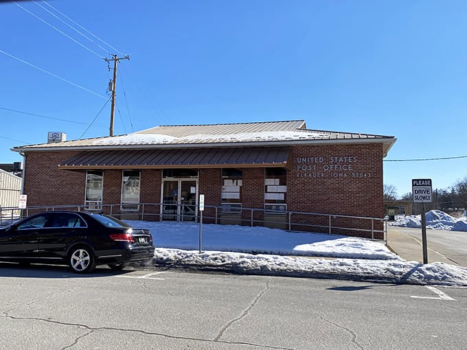 Even Elkader's post office has that small-town character that makes sending a package feel less like an errand and more like a social occasion.
