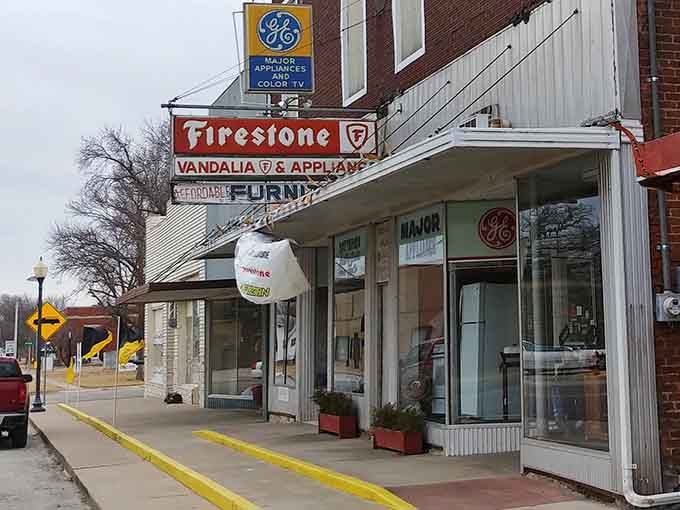 Vandalia Firestone and Appliance, where you can still get your tires rotated and buy a refrigerator in the same trip.