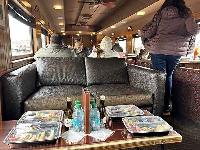 Those leather couches and picture windows transform sightseeing into an art form with complimentary beverage service included.