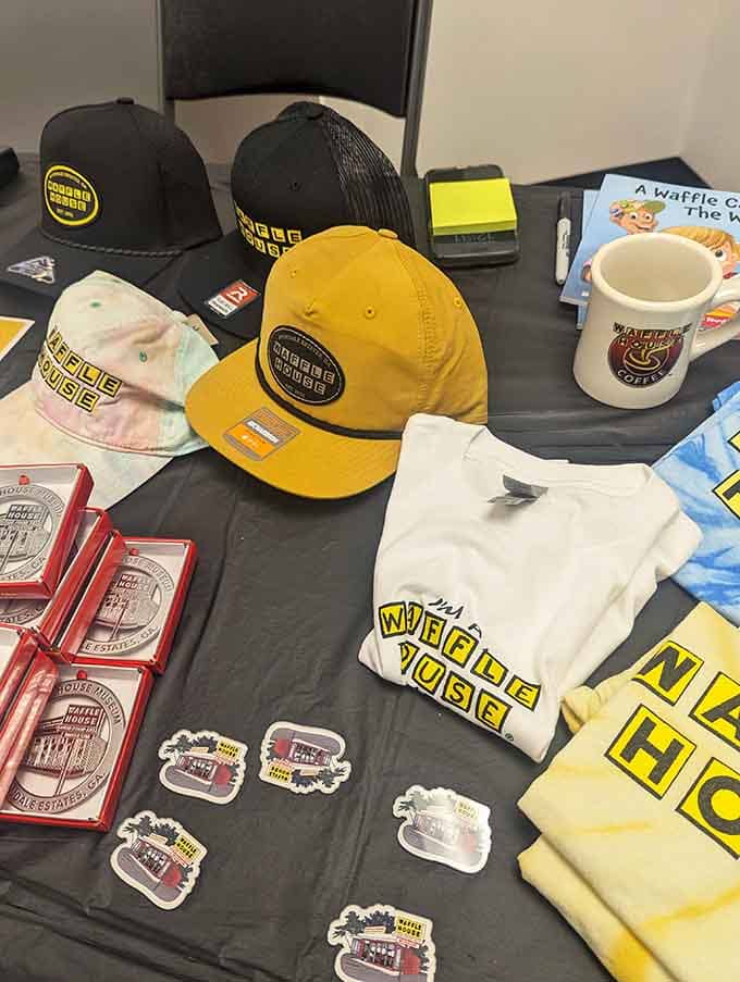 Waffle House swag heaven! Hats, shirts, and memorabilia that let die-hard fans wear their breakfast loyalty on their sleeves&mdash;literally.