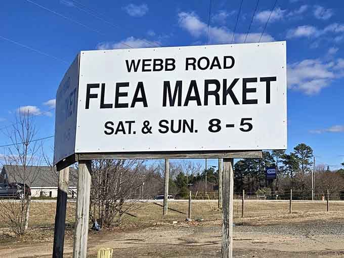 The sign doesn't lie: Webb Road Flea Market operates weekends only, so plan accordingly and bring comfortable walking shoes.