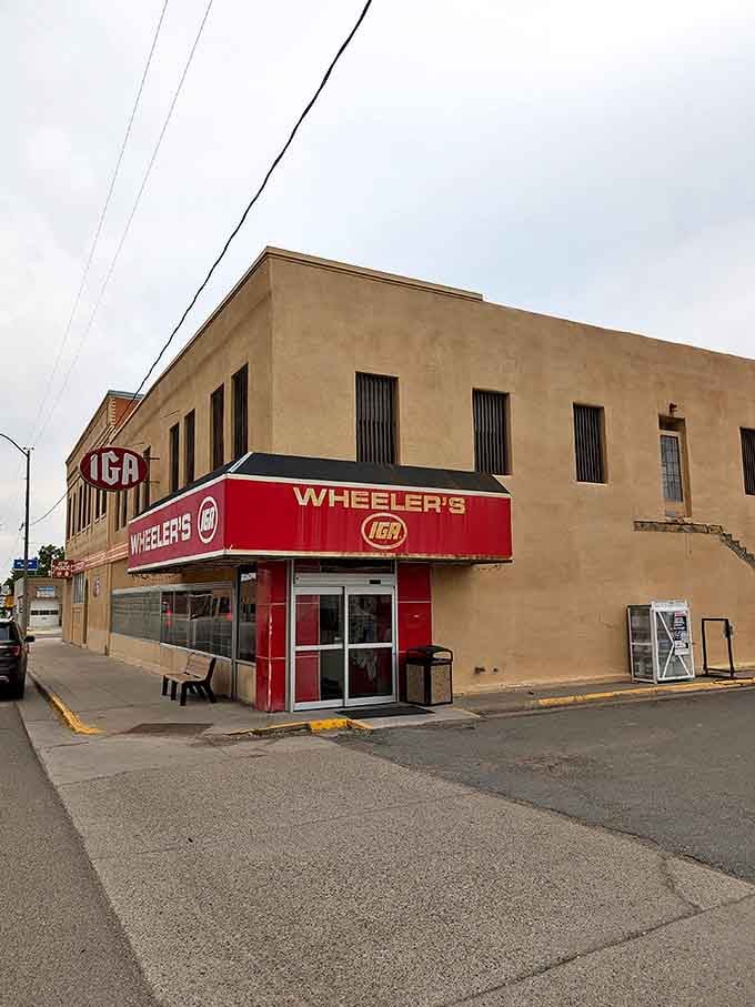 Wheeler's IGA anchors the corner, a classic grocery store serving the community without corporate pretension.