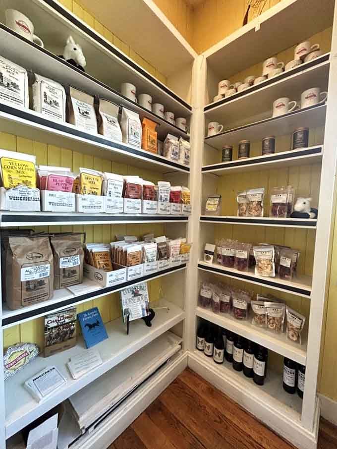 Local jams, mixes, and specialty items line the shelves like edible souvenirs waiting to go home with you.