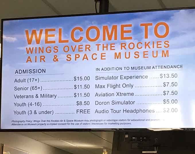 Admission prices offer something for everyone, from kids to veterans, making this aerospace adventure accessible to all visitors.