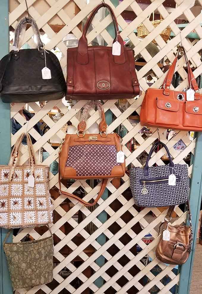 Vintage handbags in rich leather tones offer timeless style that modern mass production simply can't replicate.