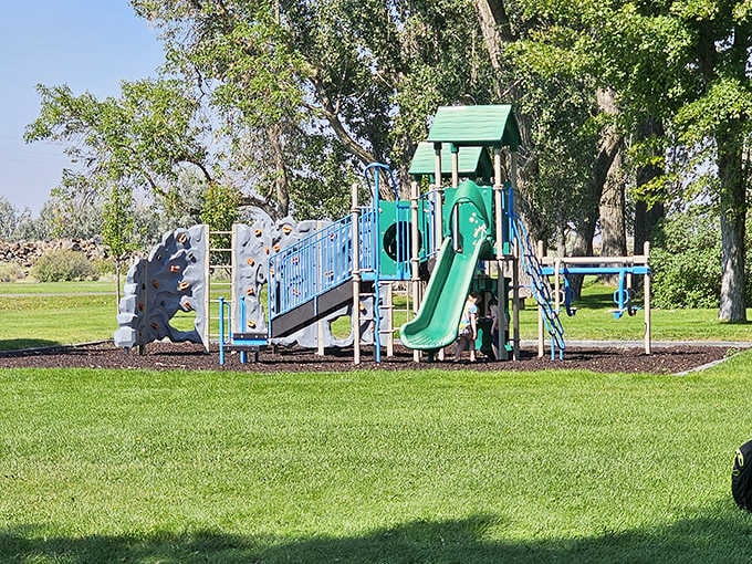 Kid-tested, parent-approved: This playground offers the perfect energy outlet between hiking and s'mores.