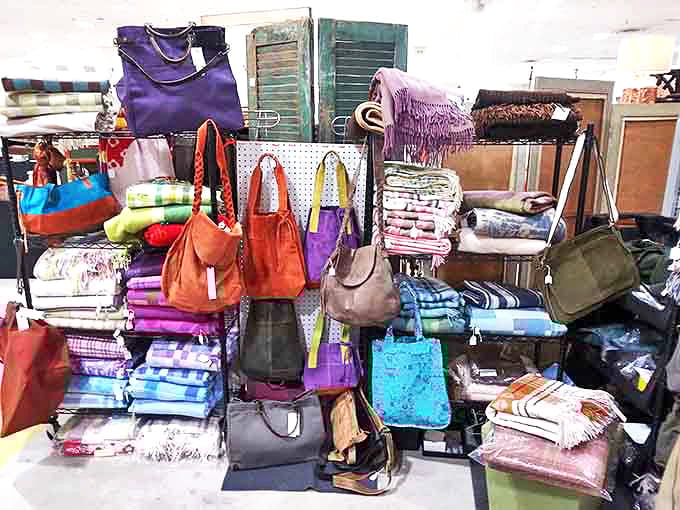 Handbag heaven for the vintage fashion enthusiast. Because nothing says "unique style" like accessories that survived the disco era unscathed.