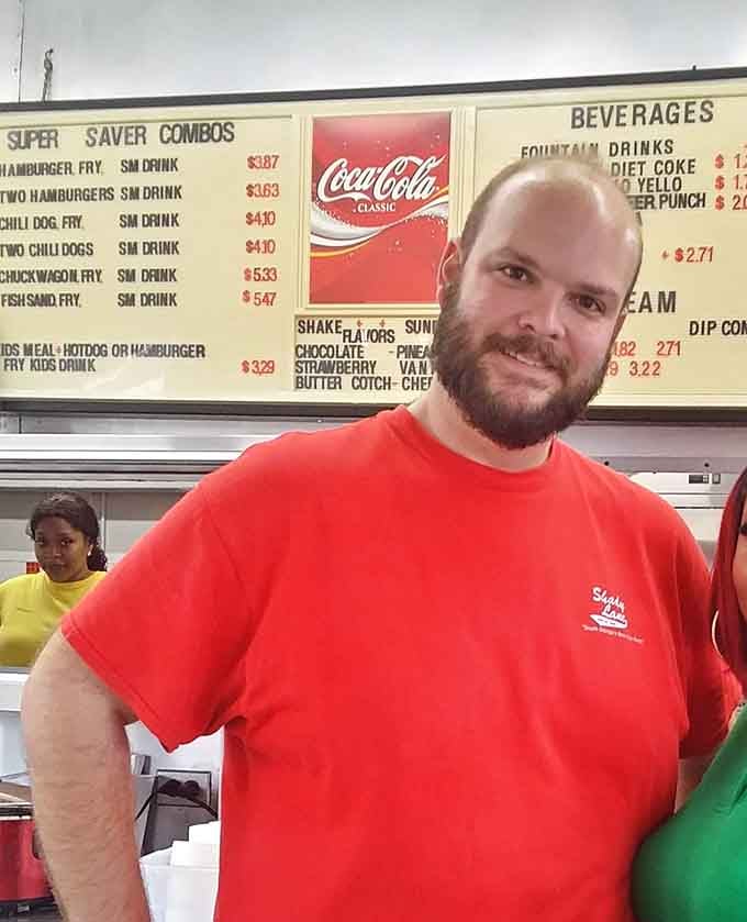 Behind every great chili dog is someone who knows exactly how much chili makes it perfect. The red shirt isn't just clothing&mdash;it's a superhero cape.