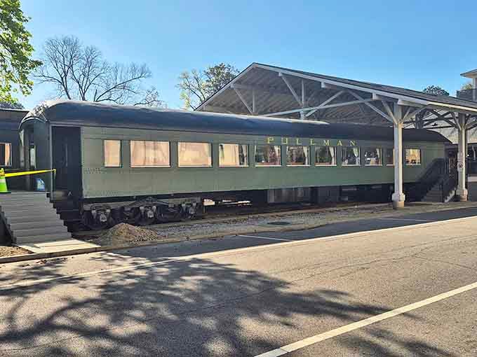 Step inside this vintage Pullman car and imagine the countless passengers who once traveled in similar style.
