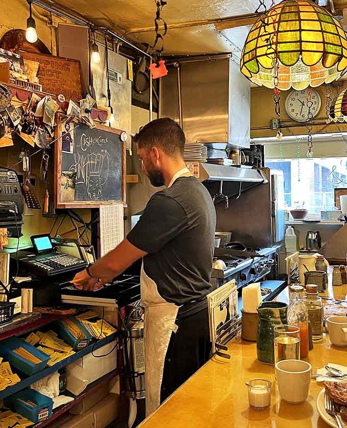 Behind the scenes at Al's, where breakfast magic happens in a kitchen smaller than most people's pantries.