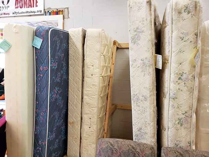 Even mattresses find their way here, offering budget-friendly options for guest rooms or college-bound kids heading off to school.