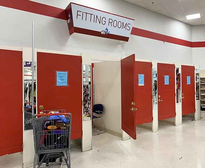 Fitting rooms ready to help you try before you buy, because even thrifted fashion deserves proper consideration.