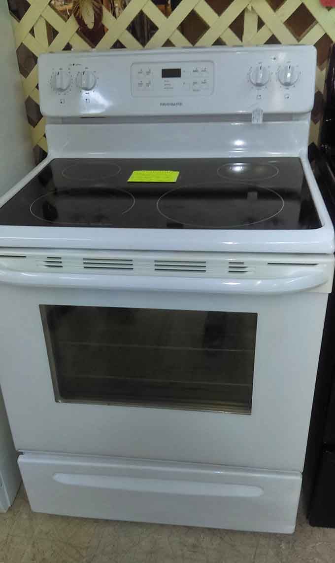 Even practical appliances find new homes here, ready to cook countless meals for budget-conscious families.