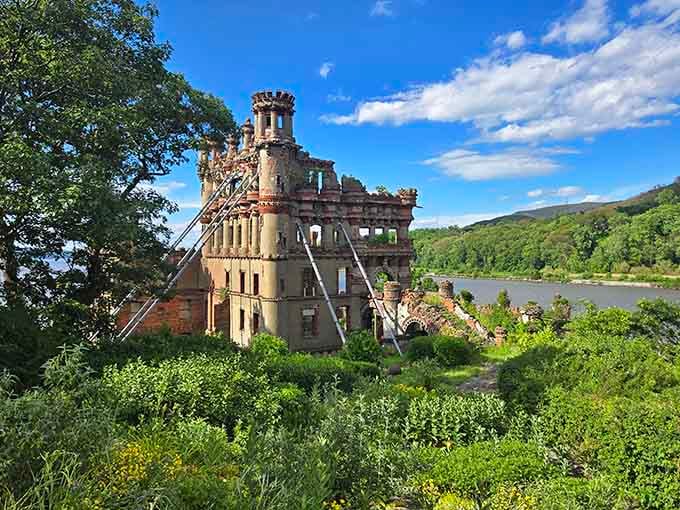 Summer greenery softens the castle's edges, creating that perfect balance between human creation and nature's patient reclamation process.