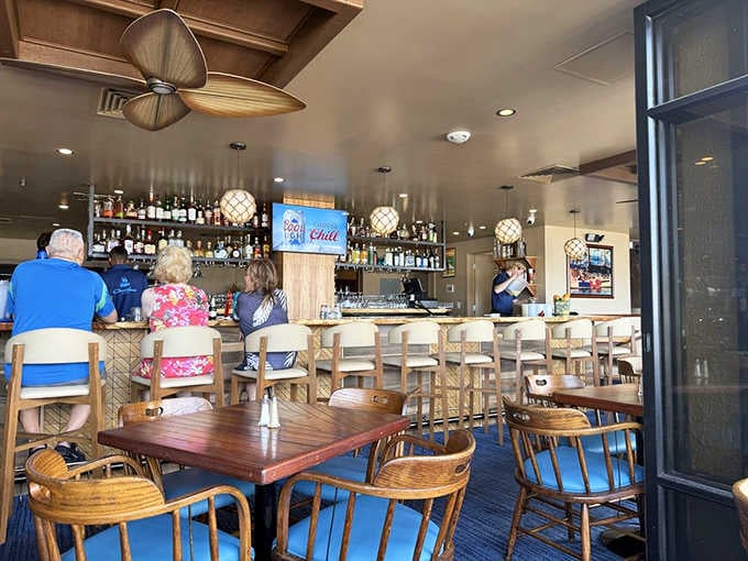 The well-stocked bar promises libations for every palate, from classic Mai Tais to craft cocktails with island flair.