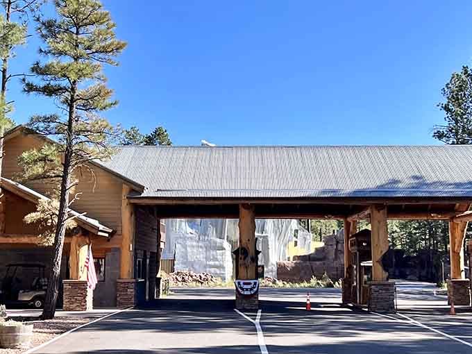 The entrance gate stands ready to welcome you into a world where wildlife roams and adventure awaits around every turn.