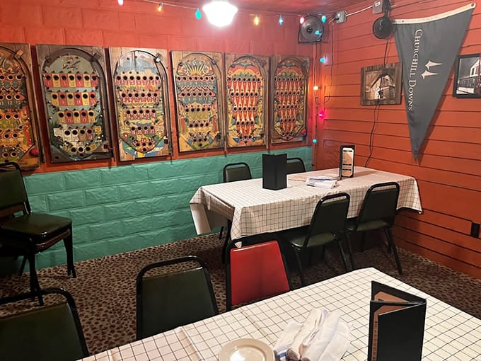 Vintage pinball machines line the walls, adding nostalgic charm to a dining experience that's anything but stuck in time.