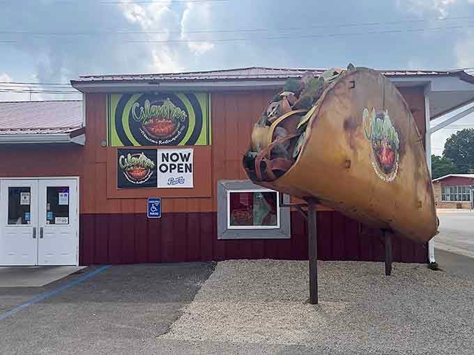 That giant taco isn't on the menu, but it sure makes a statement about Cilantros' commitment to Mexican cuisine.