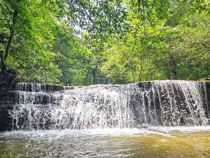 This waterfall adds natural beauty to the historical journey, proving that Charlestown State Park offers more than just forgotten ruins.