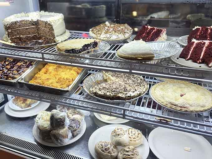 The dessert case displays homemade pies and cakes that'll make you reconsider your dinner order entirely.
