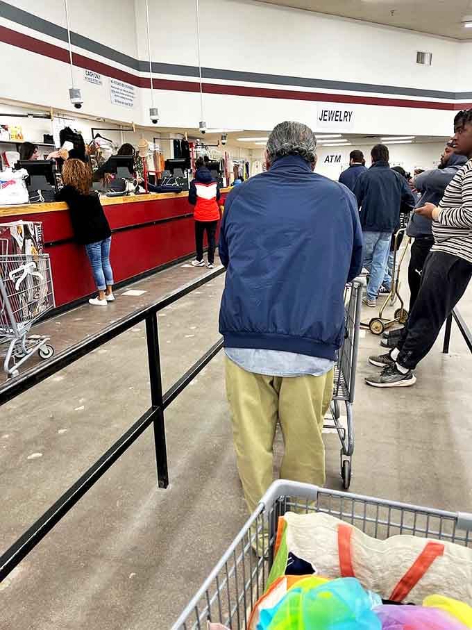 The finish line where treasures become yours. That moment when the cashier says "twenty dollars" and you resist doing a victory dance.