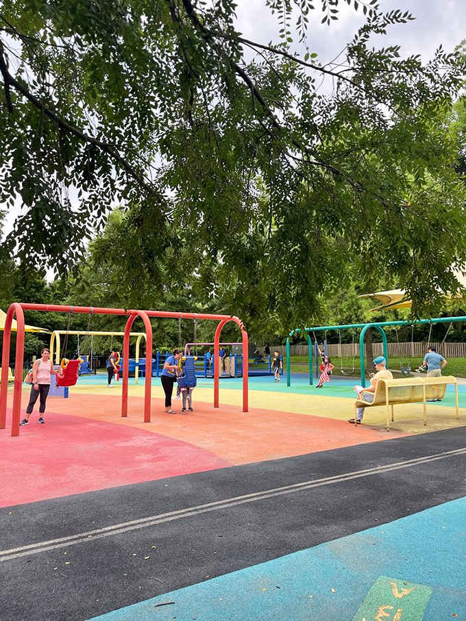 Swings in multiple styles mean no child waits on the sidelines while others soar through the air.