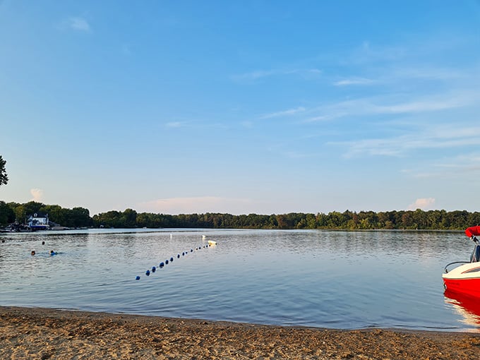 Beach access sits right in town, offering lakeside relaxation without the coastal property taxes or crowds.