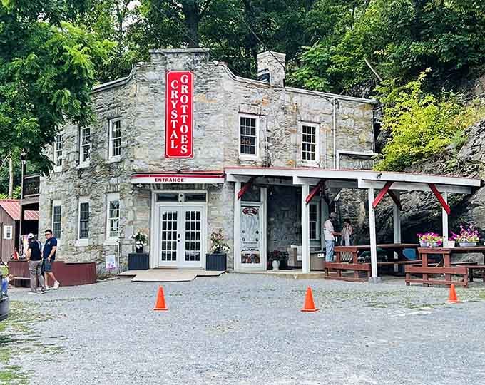 The historic stone building entrance adds charm to an already extraordinary experience, welcoming visitors since way back when.