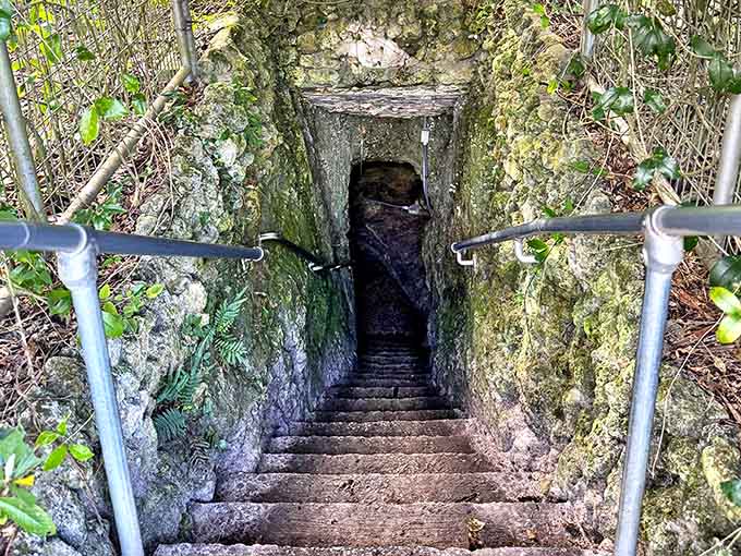 These stairs descend into another world entirely, trading sunshine for stalactites and regular reality for something far more interesting.