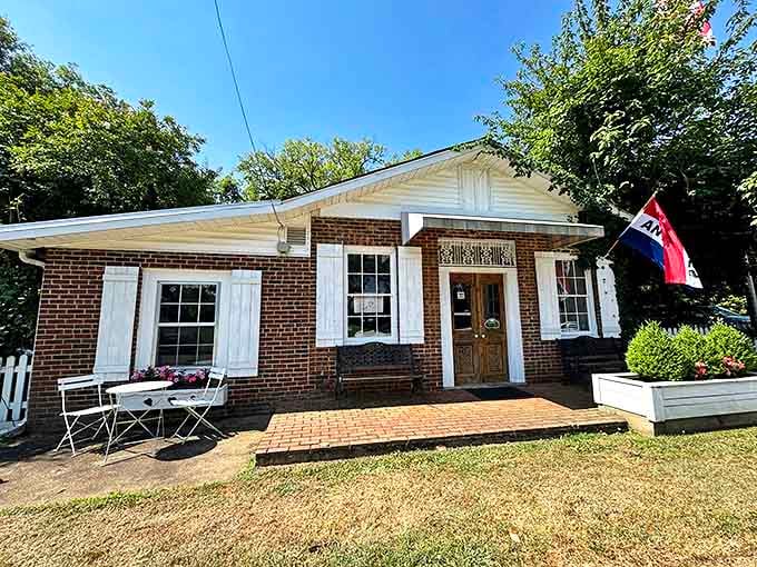The Dogwood & Magnolia Bakery's brick pathway practically pulls you toward the promise of Southern comfort in pastry form.
